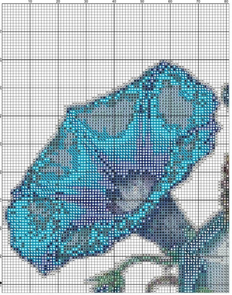 Morning Glory Flower Cross Stitch Pattern Blue Bottle With Vines Floral Botanical Embroidery ...