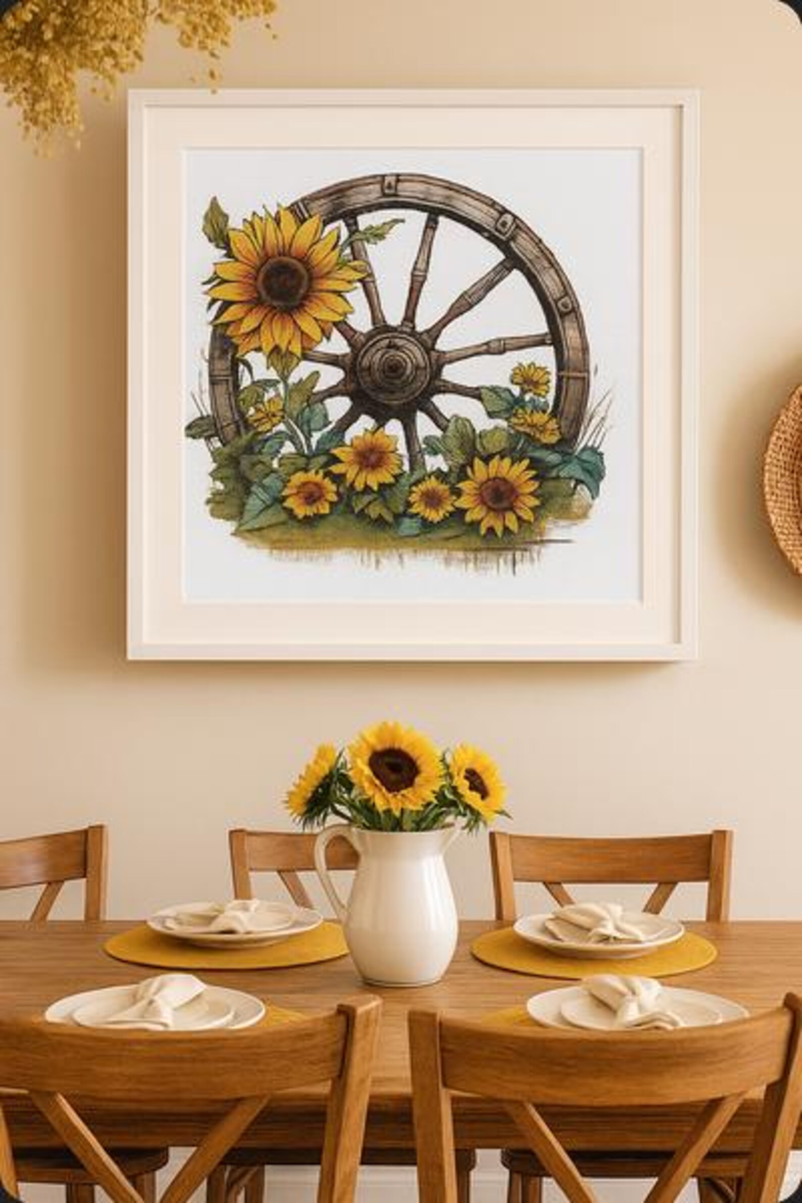 Wagon Wheel With Sunflowers Cross Stitch Pattern PDF Digital Download ...