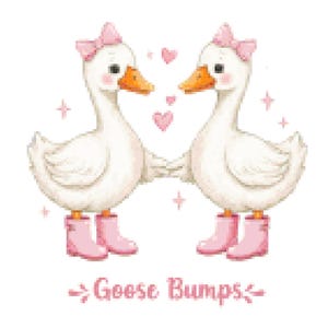 Cross Stitch Pattern Counted "goose Bumps" Geese Pink Chart ~ PDF ...