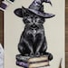 Witch Cat Cross Stitch Pattern: Halloween Black Cat With Books (PDF ...