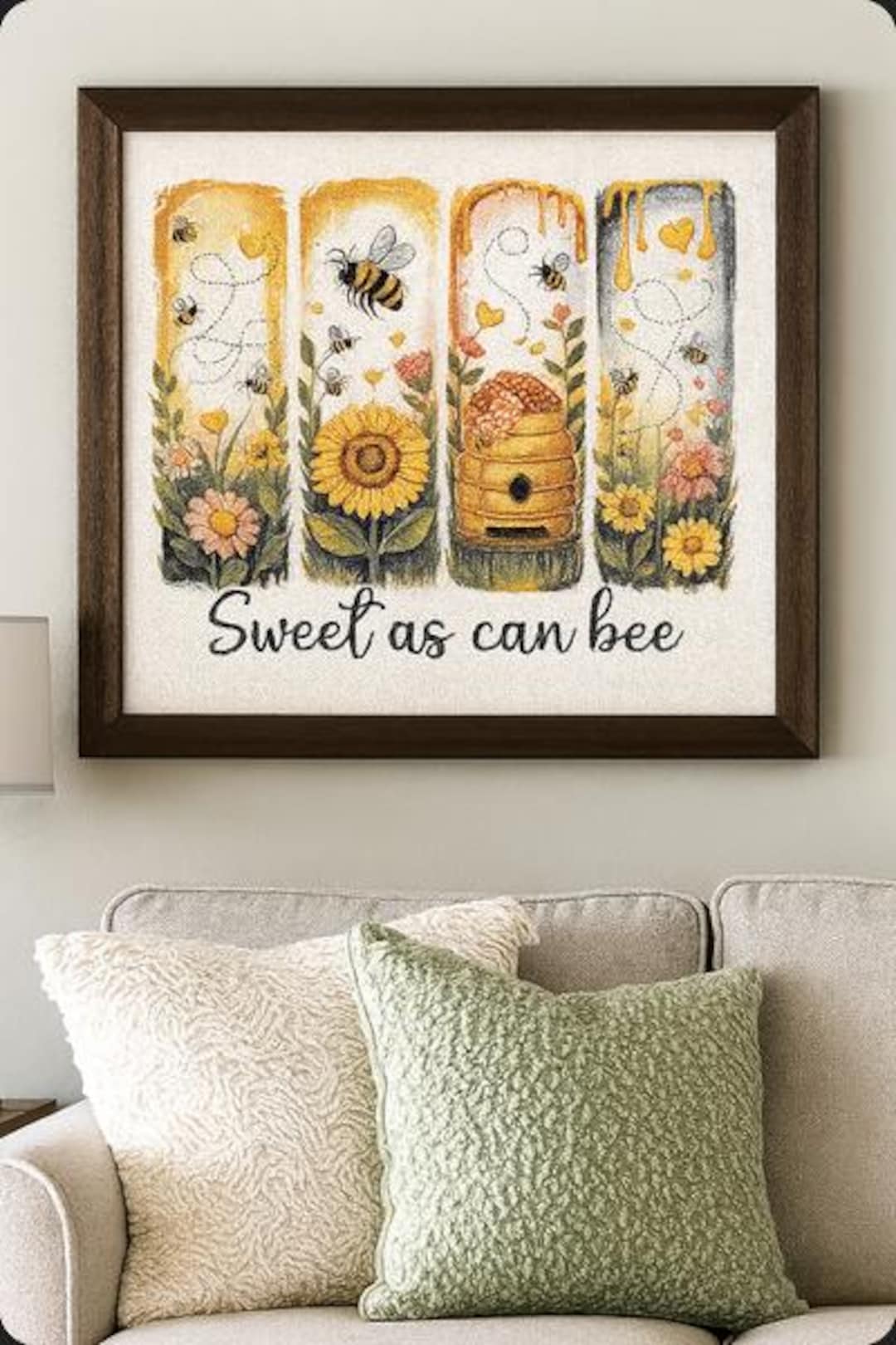 Sweet as Can Bee Counted Cross Stitch PDF Pattern Keeper | Bee Hive Floral Sunflower Embroidery ...