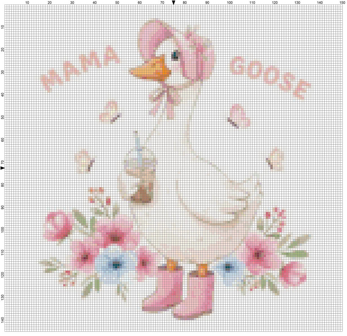 Mother Goose Cross Stitch Pattern Chart Geese Cute Nursery Baby PDF ...