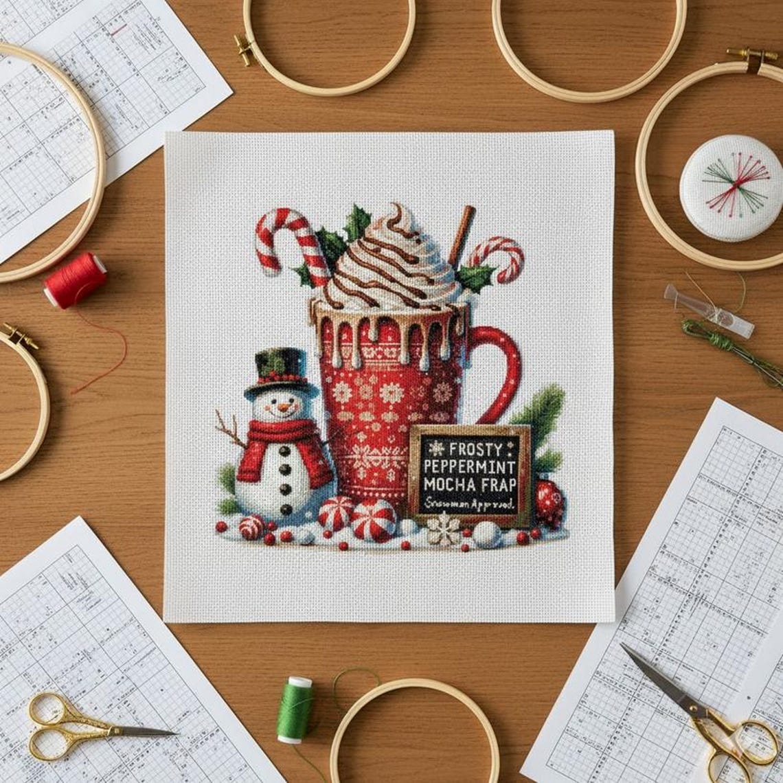 Holiday Coffee Cross Stitch Patterns: Christmas Drinks Bundle (PDF) Set ...