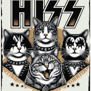 HISS Rock Band Cat Cross Stitch Pattern: Funny Punk Feline (PDF Pattern ...
