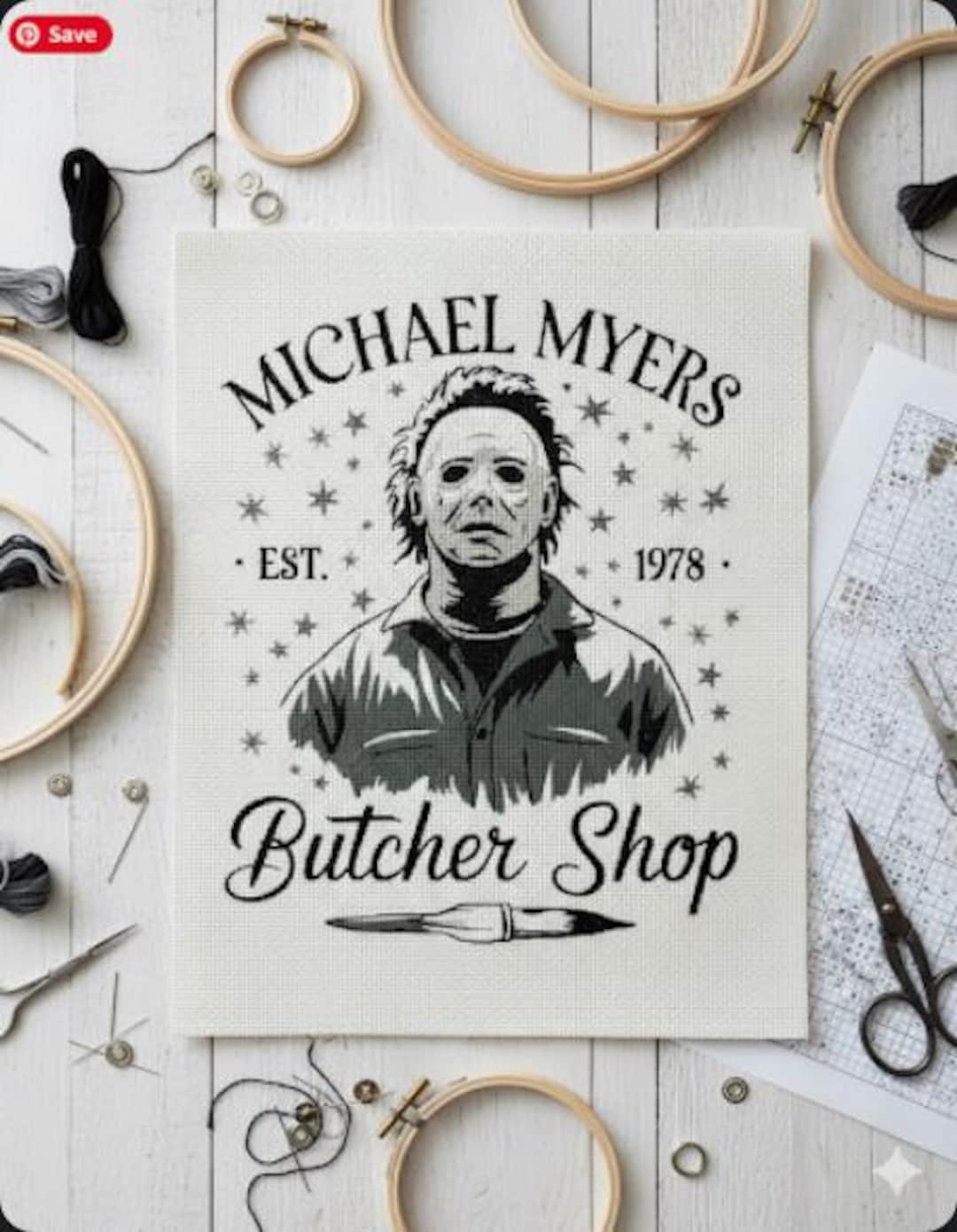 Michael Myers Butcher Shop Counted Cross Stitch PDF Pattern Keeper ...