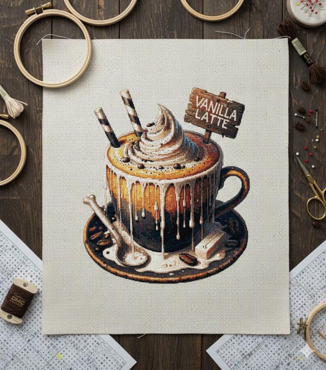 Spooky Vanilla Latte Cross Stitch Pattern: Halloween Coffee (PDF) - Etsy