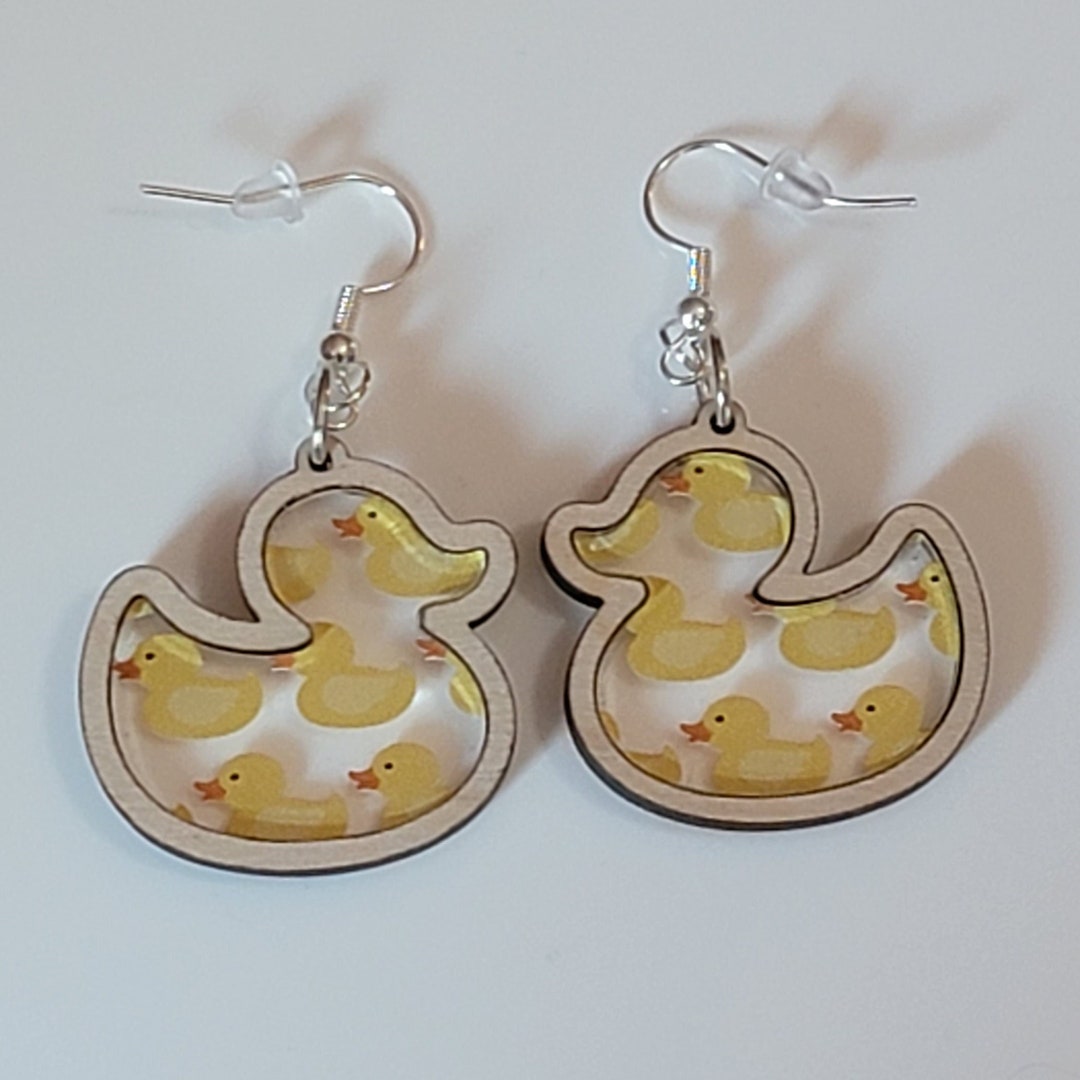 Rubber Duck Handcrafted Squeaky Duck Earrings Whimsical Accessories - Etsy