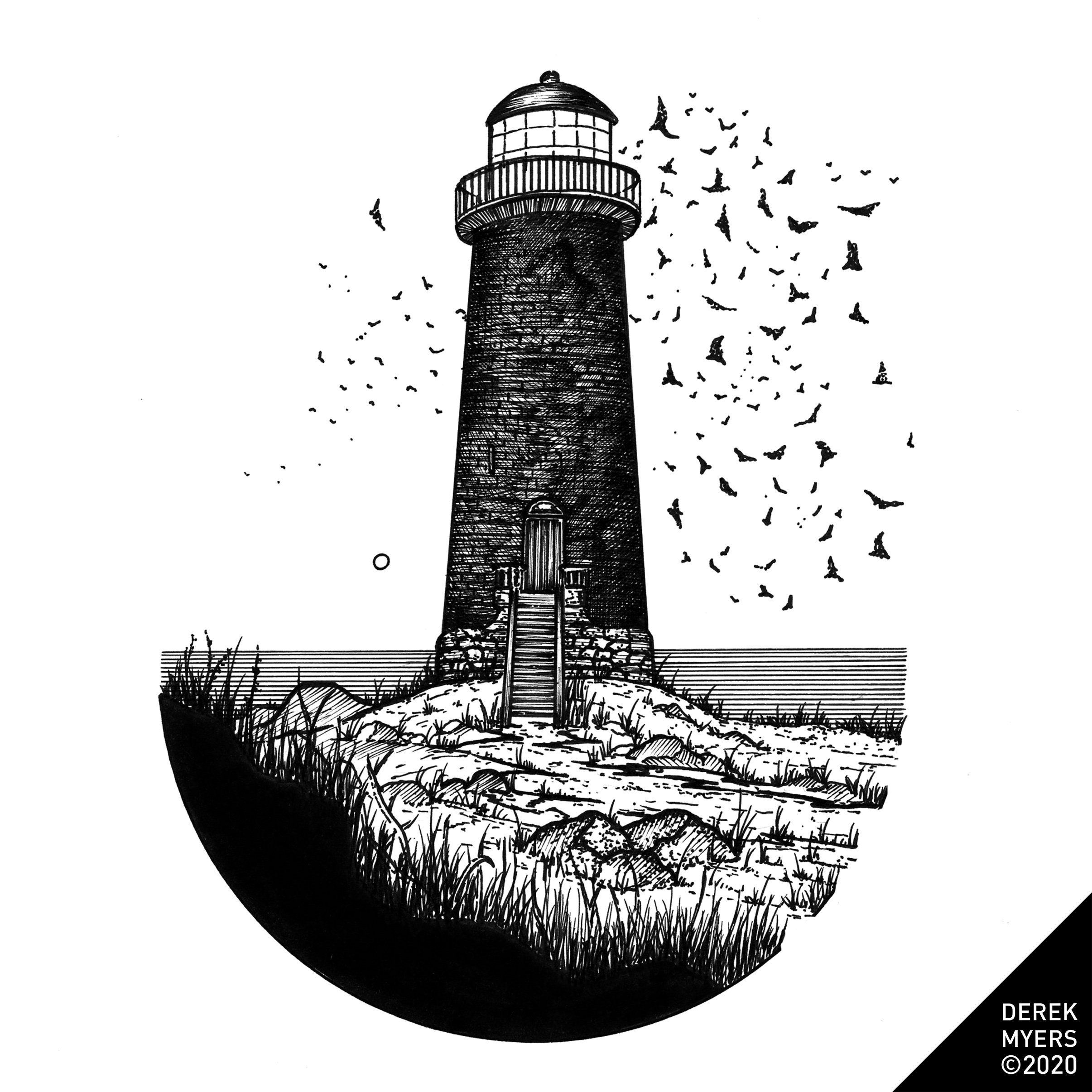 Pen and Ink Illustration - Lighthouse Birds | Derek Myers: Drawing ...
