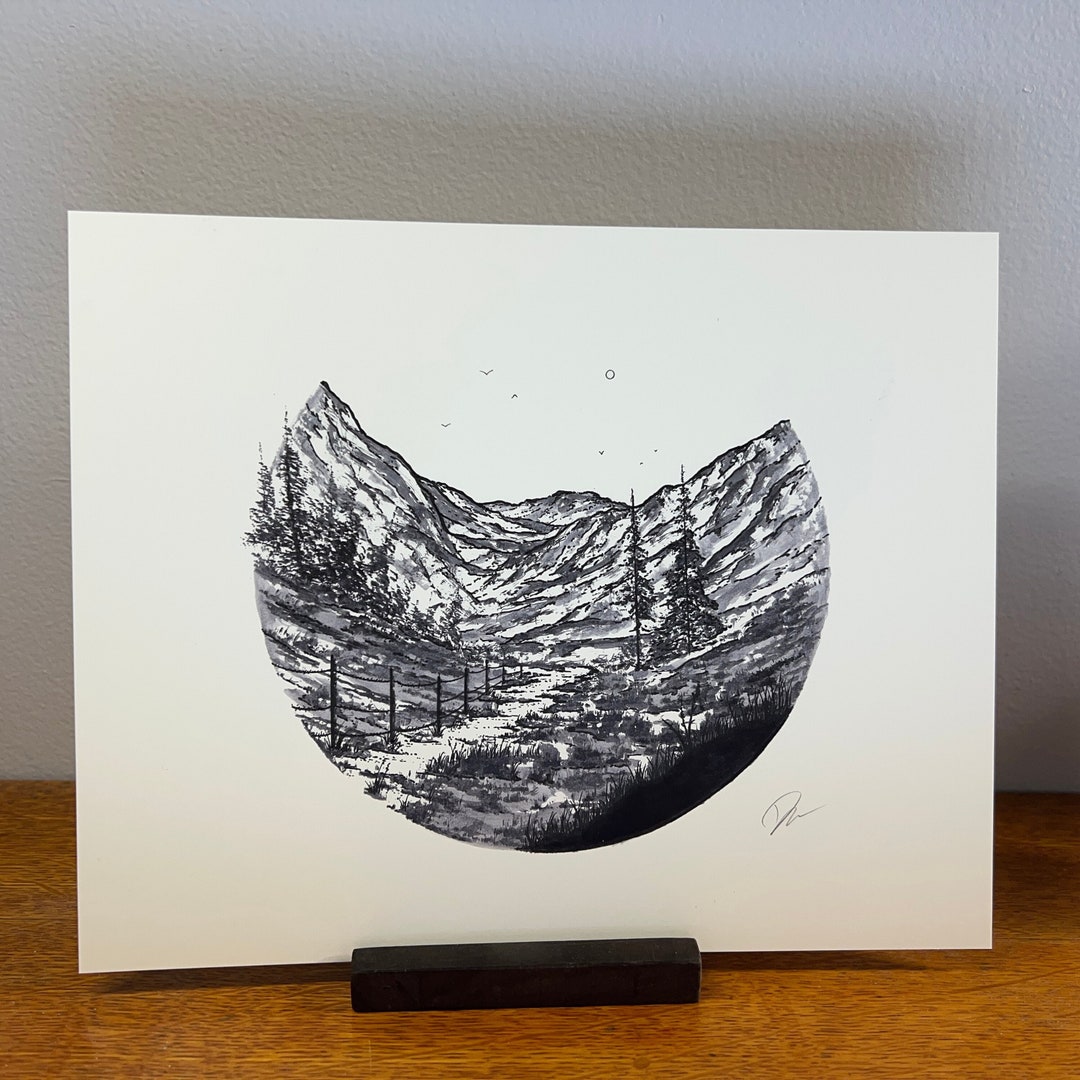 Pen and Ink Illustration - Trail | Derek Myers: Drawing #1982 - Etsy
