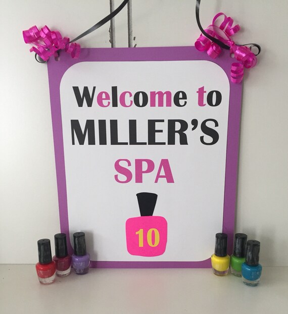 Personalized Spa Day Birthday Party Welcome Sign Door Sign | Etsy
