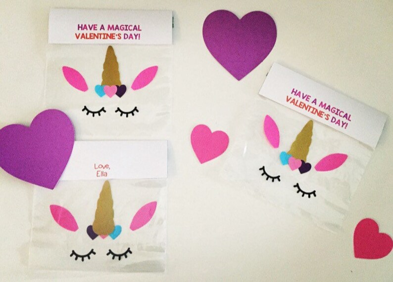 Personalized Unicorn Valentine's Day Cards Unicorn Party - Etsy