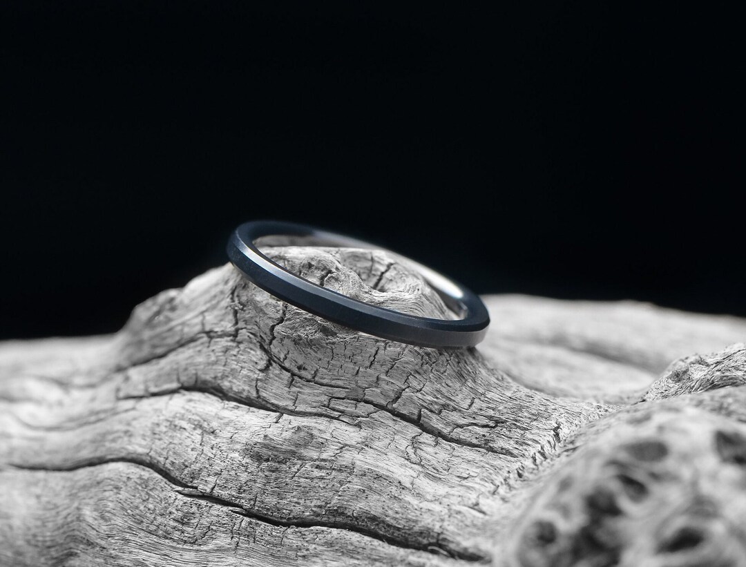 Black Zirconium Ring FREE ENGRAVING the Vertex Bevel Profile Woman ...