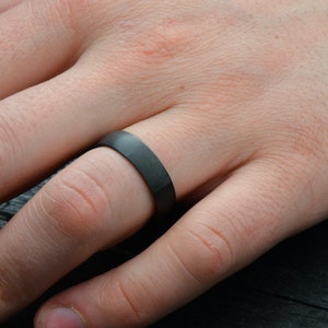 Black Zirconium Ring With YOUR Finger Print Engraved | Free Text ...