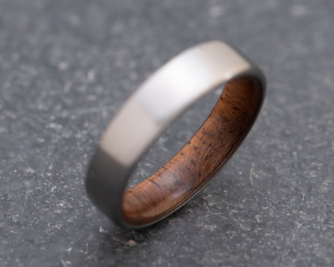 The Titan | FREE ENGRAVING | Titanium Ring With Walnut Wood Inner ...
