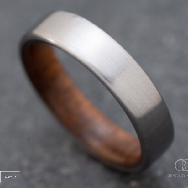 Titanium Wood Ring - Etsy