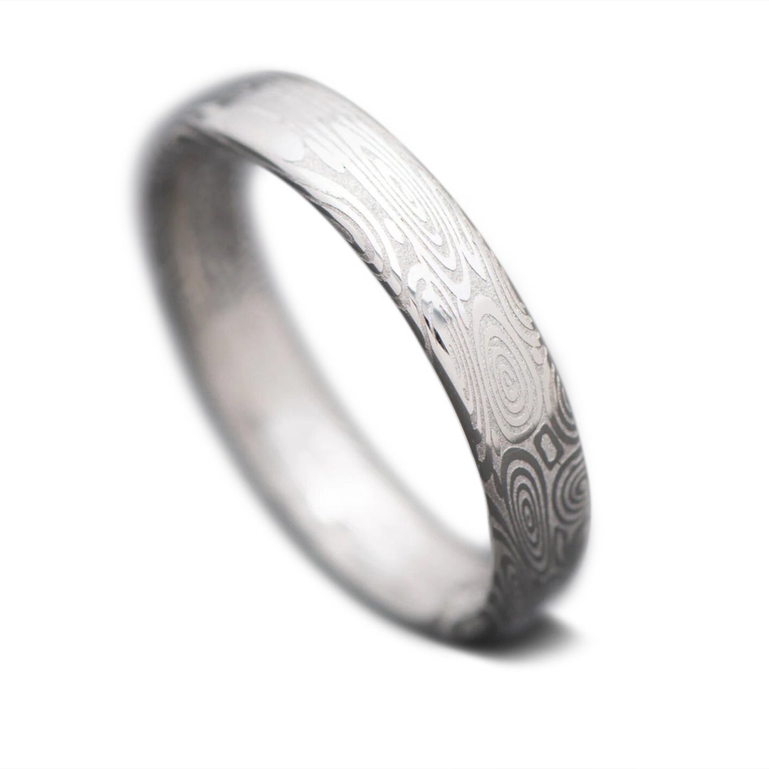The Legend FREE ENGRAVING Bluetongue Stainless Damascus Ring 5mm Wedding Ring Custom Made for ...