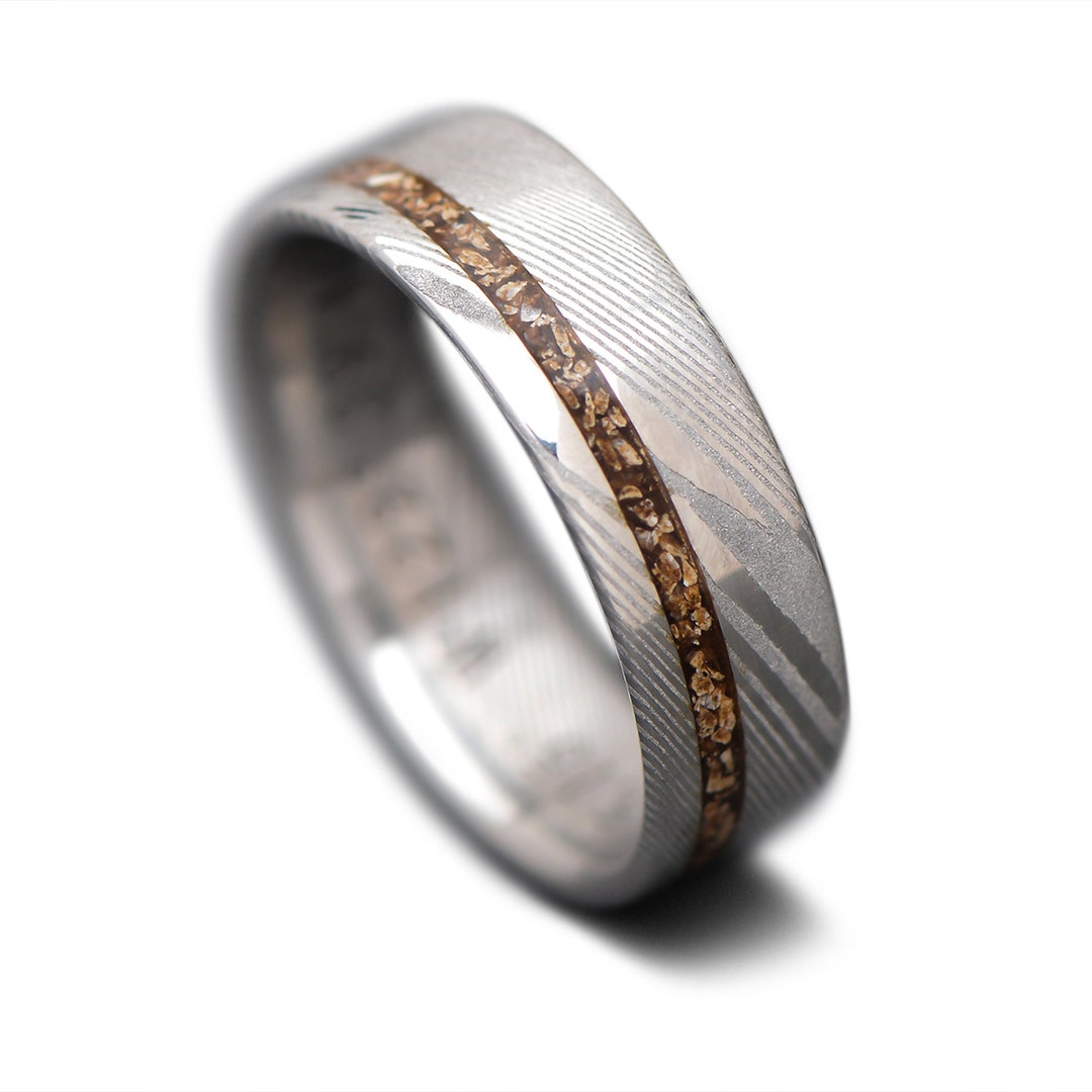 The Memoir FREE ENGRAVING Dense Twist Stainless Damascus Ring With ...