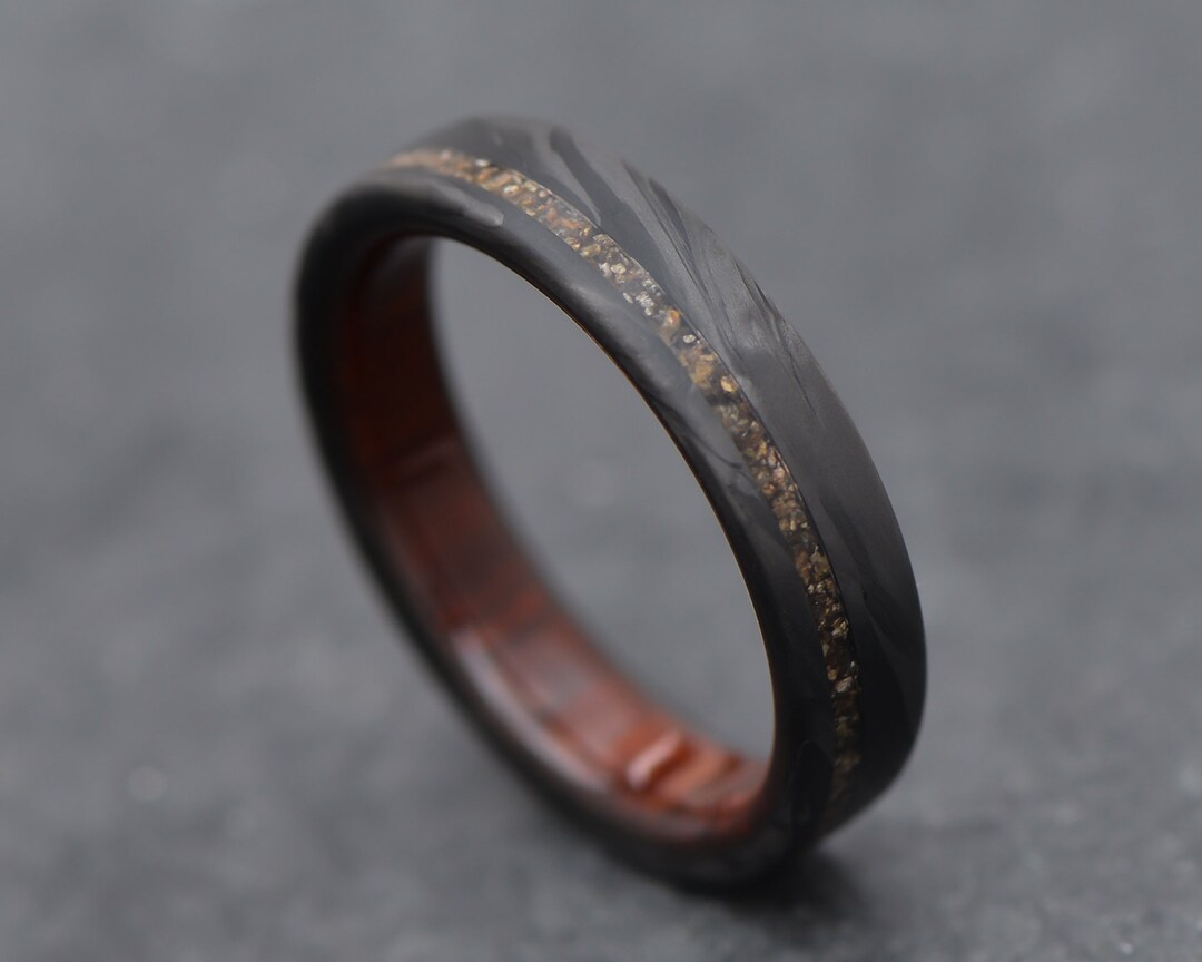 The Horizon | FREE ENGRAVING | Forged Carbon Fiber Ring With Crushed T ...