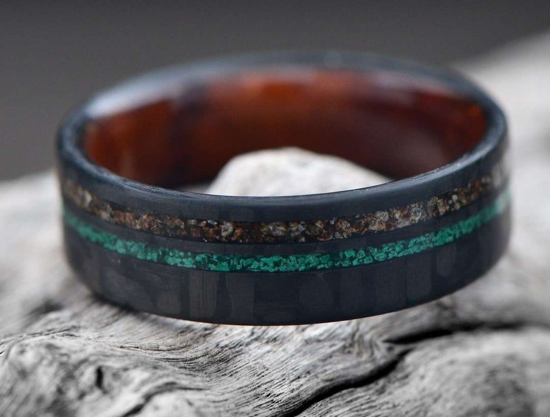 T-rex and Carbon Fiber Ring | FREE ENGRAVING | Carbon Fiber Ring With T ...