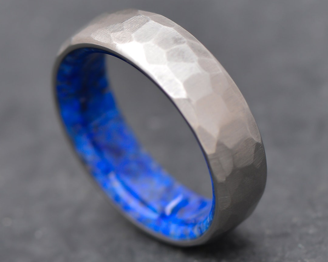 The Titan | FREE ENGRAVING | Titanium Ring With Blue Lapis Lazuli Inner ...
