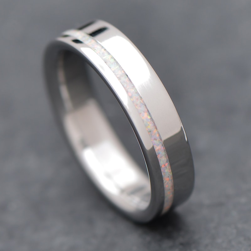 Silver Pearl Inlay Wedding Band - Etsy
