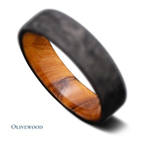 The Quest | FREE ENGRAVING | Forged Carbon Fiber Ring With Wood Inner ...
