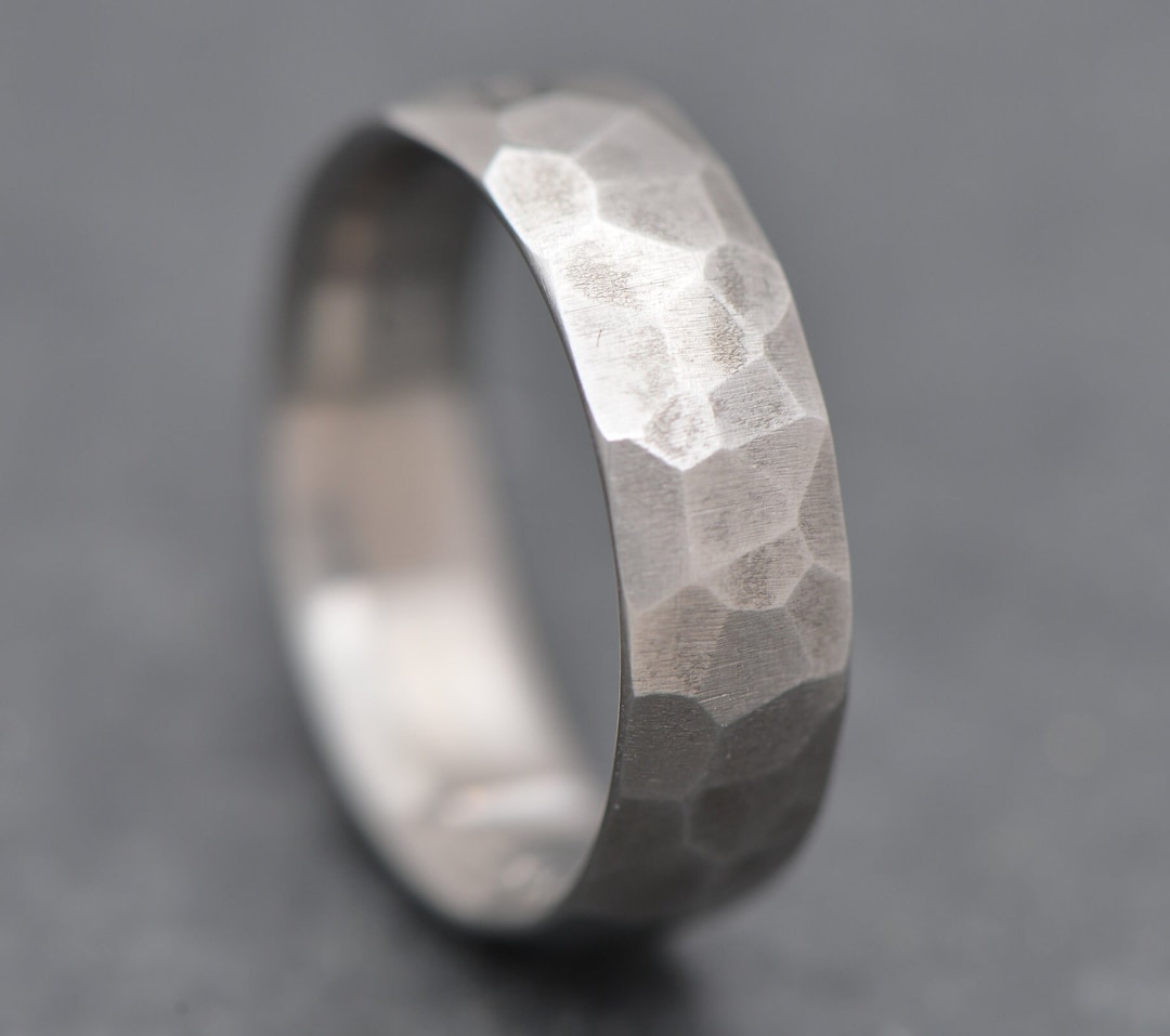 The Titan | FREE ENGRAVING | Titanium Ring With Faceted Finish | 8mm ...