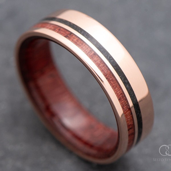 Rose Gold Wood Ring - Etsy