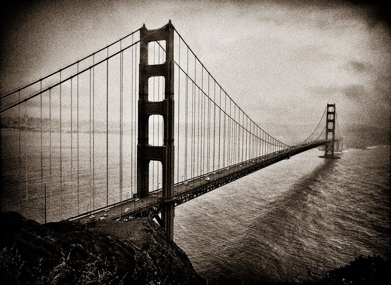 Golden Gate Bridge, San Francisco, Black & White, Sepia - Etsy
