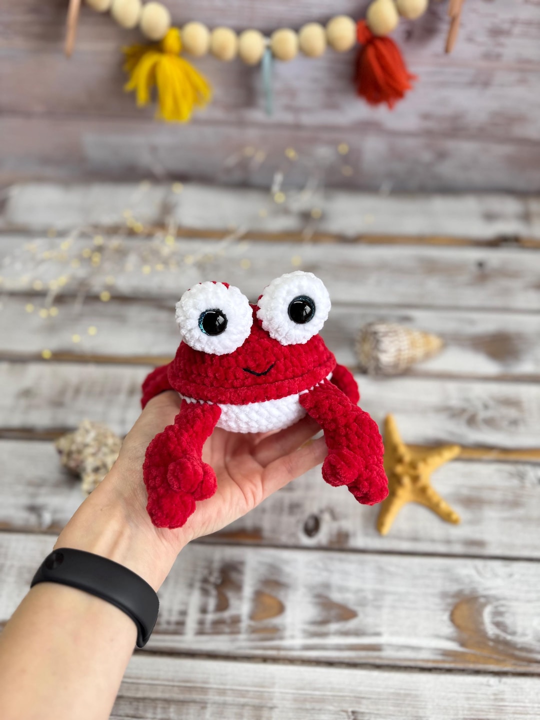 Crochet Plushie Crab Toy, Stuffed Crab Amigurumi, Sea Ocean Inhabitants ...