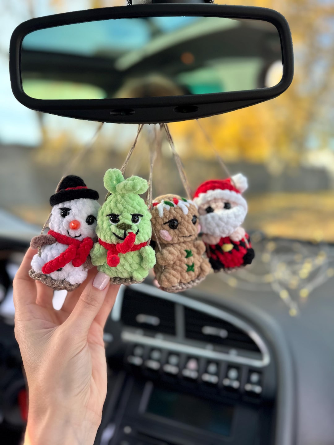 Christmas сar Charm Rear View Mirror / Santa Claus Grinch Snowman ...