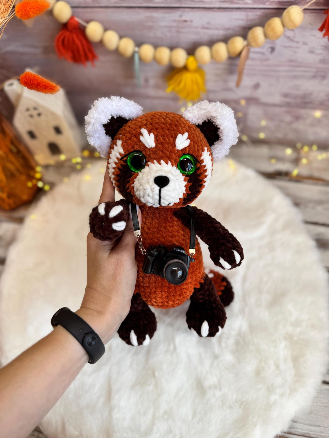 Handmade Red Panda Plush Jungle Toy - Crochet Amigurumi Panda With ...