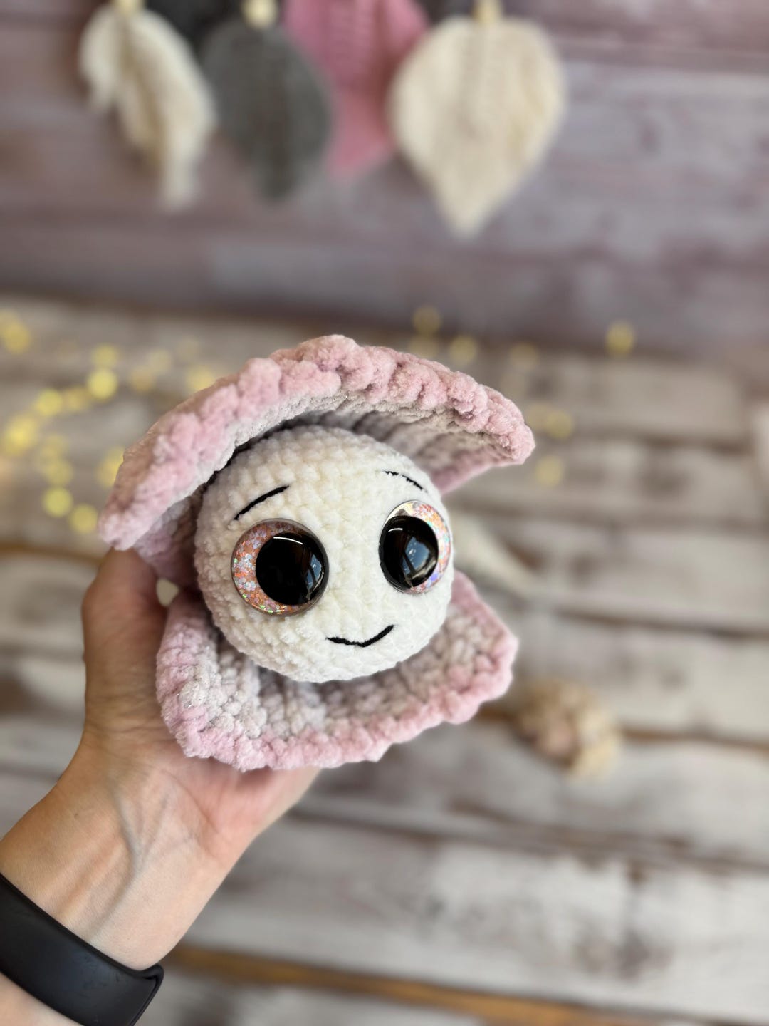 Crochet Pearl in a Shell Toy, Sea Ocean Suffed Shell and Pearl ...