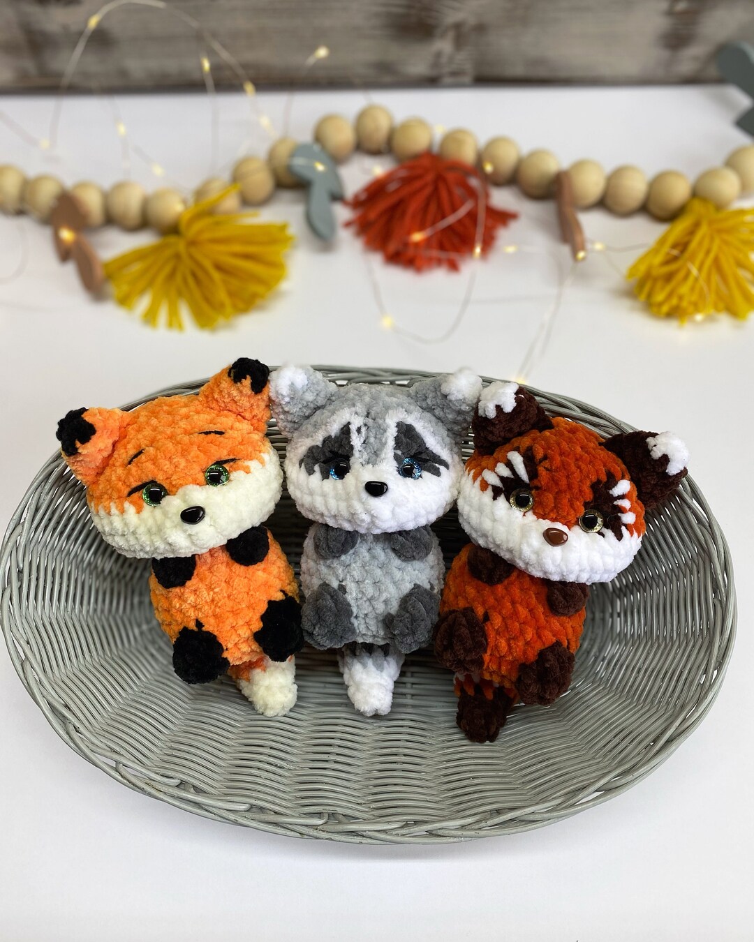 Crochet Raccoon Coon Plush Toy , Red Panda Stuffed Toy, Fox Plushie Toy ...