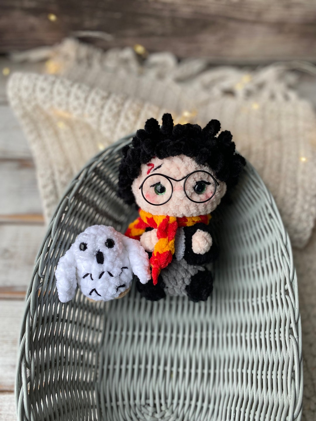 Harry Wizard Boy and His Owl Set of Stuffed Toy Amigurumi Handmade ...