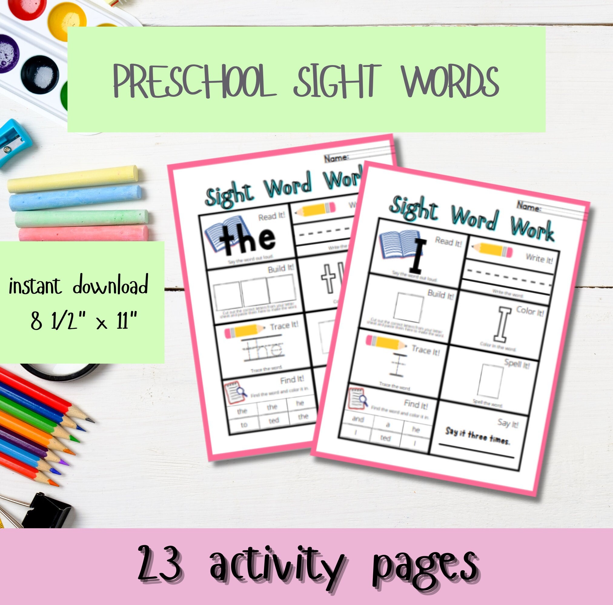 20 Printable Let's Learn Fry 1st Sight Words Worksheets. Preschool ...