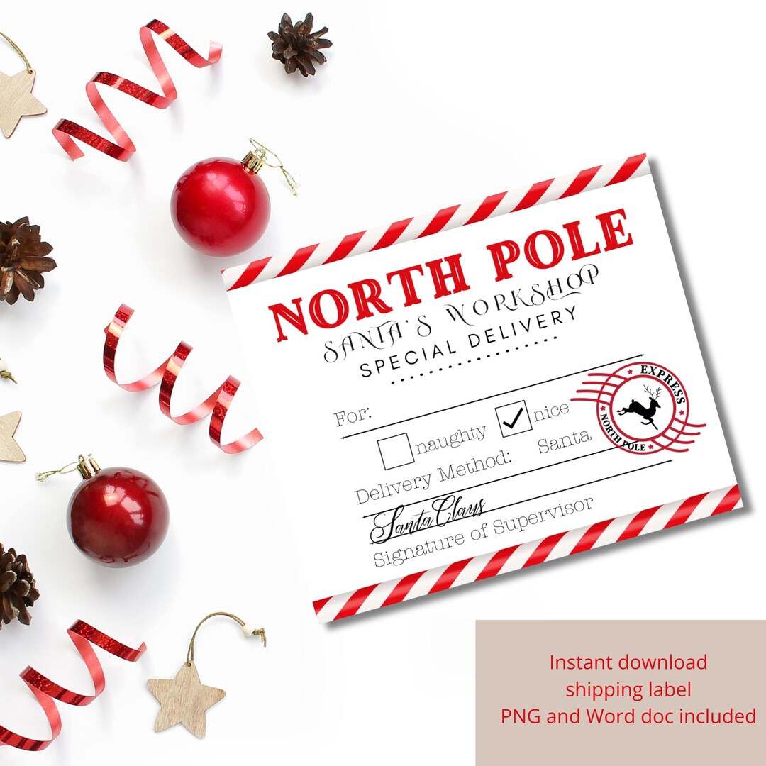 Cute Santa North Pole Shipping Labels/gift Tags/christmas Gift/children ...