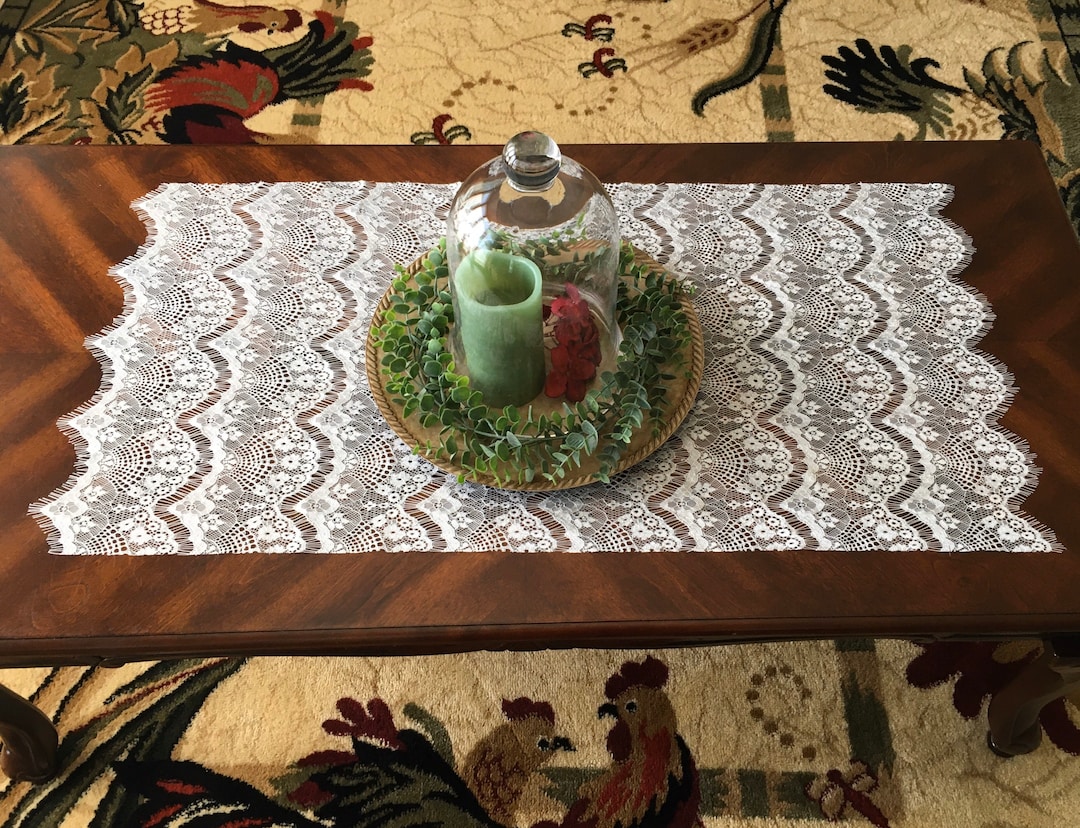 White Lace Rectangle Doily 36 X 18 / White Lace Doily / Large White ...