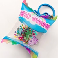 Shrimp Candy Bag Shaker Keychain Puffy Squishy PVC Charm Cute Ocean ...