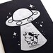 Kawaii UFO Cow Silver and Black Lined Journal | Outer Space A5 Lined ...