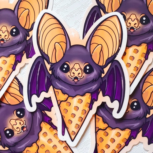 Grumpy Bat Vinyl Sticker - Etsy