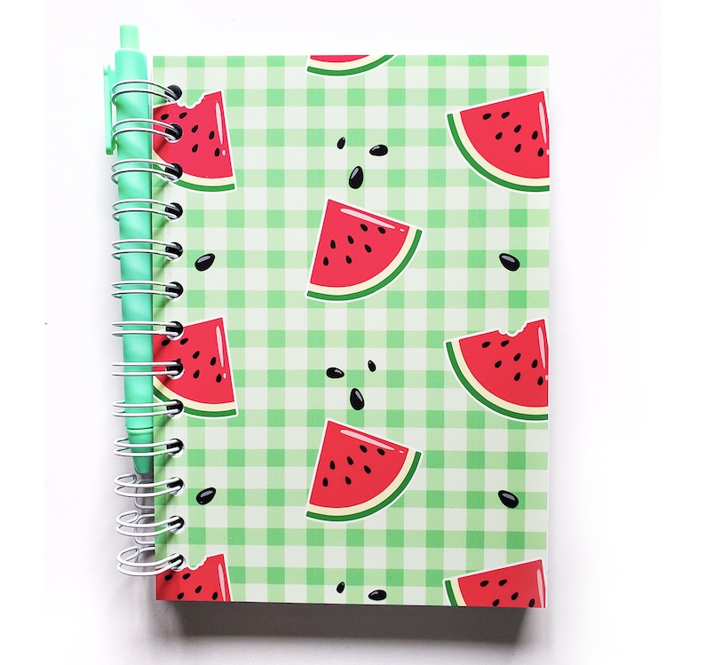 Kawaii Fruity Spiral Notebook | 5x7 Gingham, Matching Pen - Etsy