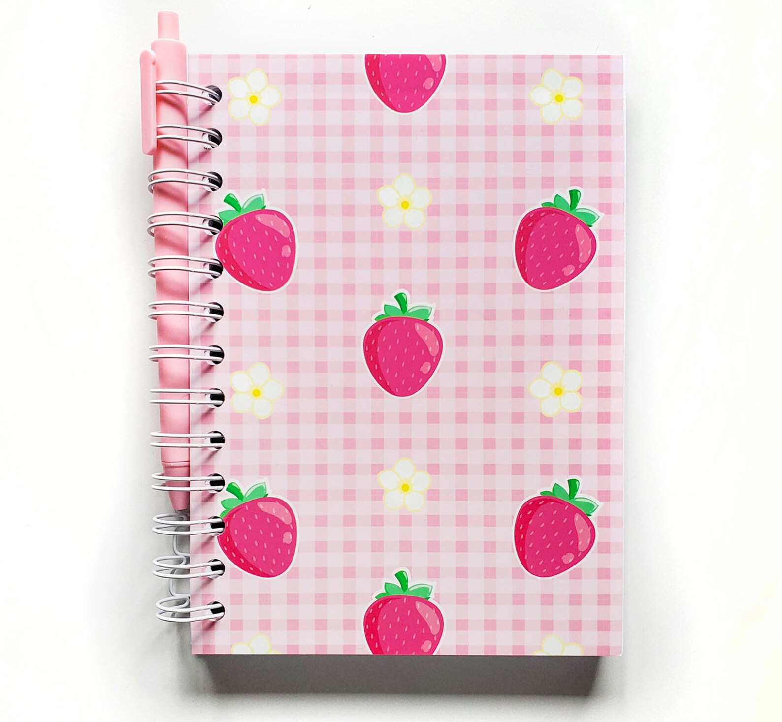 Kawaii Fruity Spiral Notebooks With Pen | 5x7 Inch Wire Bound Gingham ...
