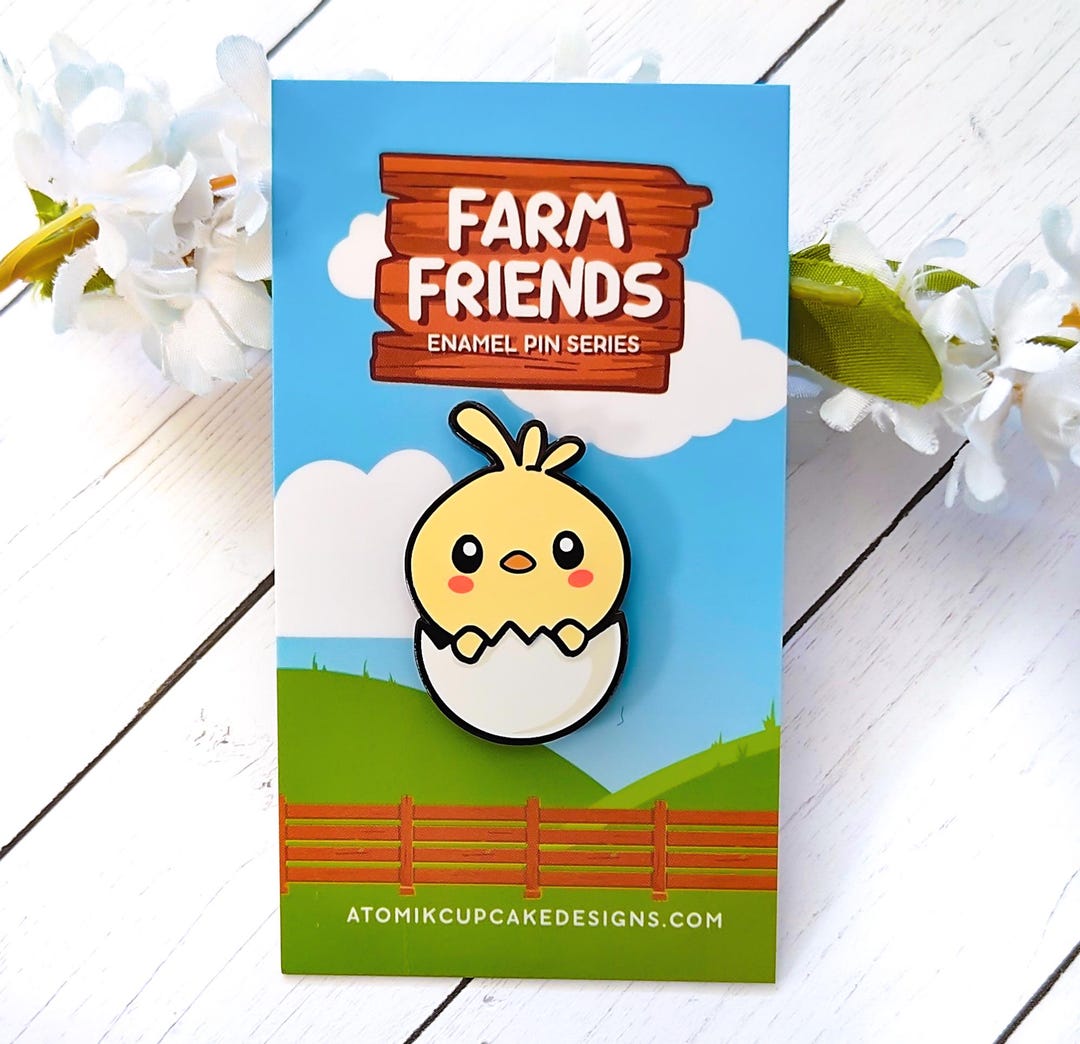Kawaii Chick and Egg Pin | Farm Friends Pin Collection 1.4 Inch Enamel ...