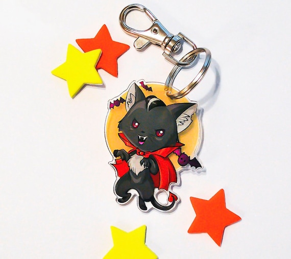 Halloween Vampire Kitty Keychain Kawaii 2 Inch Clear Acrylic | Etsy