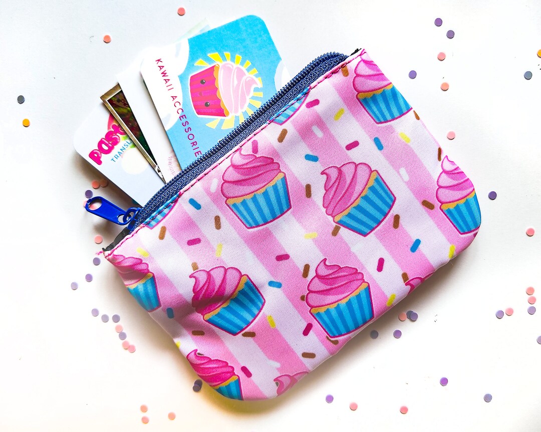 Kawaii Cupcake and Sprinkles Coin Purse | 3x5 Inch Mini Cupcake Pouch ...