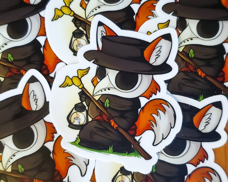 Chibi Plague Doctor Fox 3 Inch Vinyl Sticker | Spooky Healer Animal Sticker - Etsy