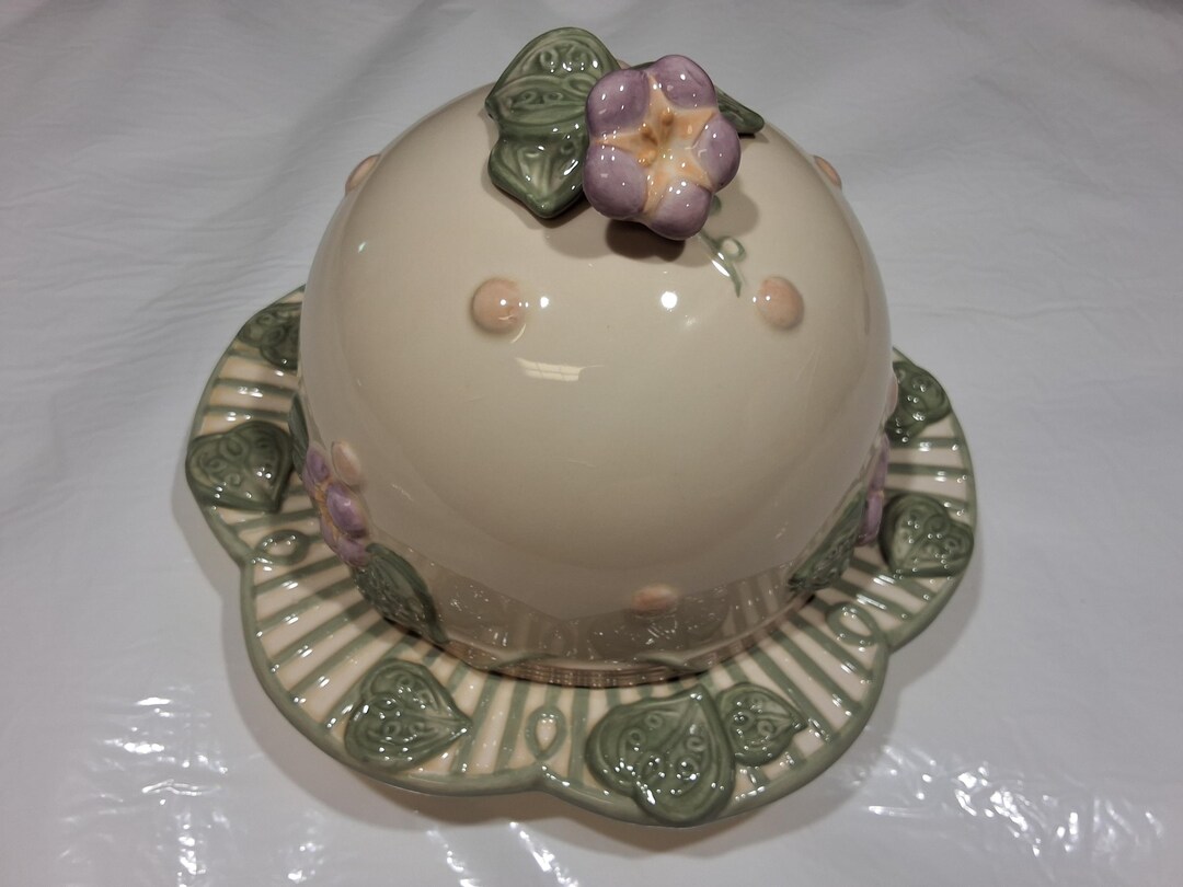 2002 Ceramic Covered Cheese/butter Dish, Demdaco (west Borough Crossing ...