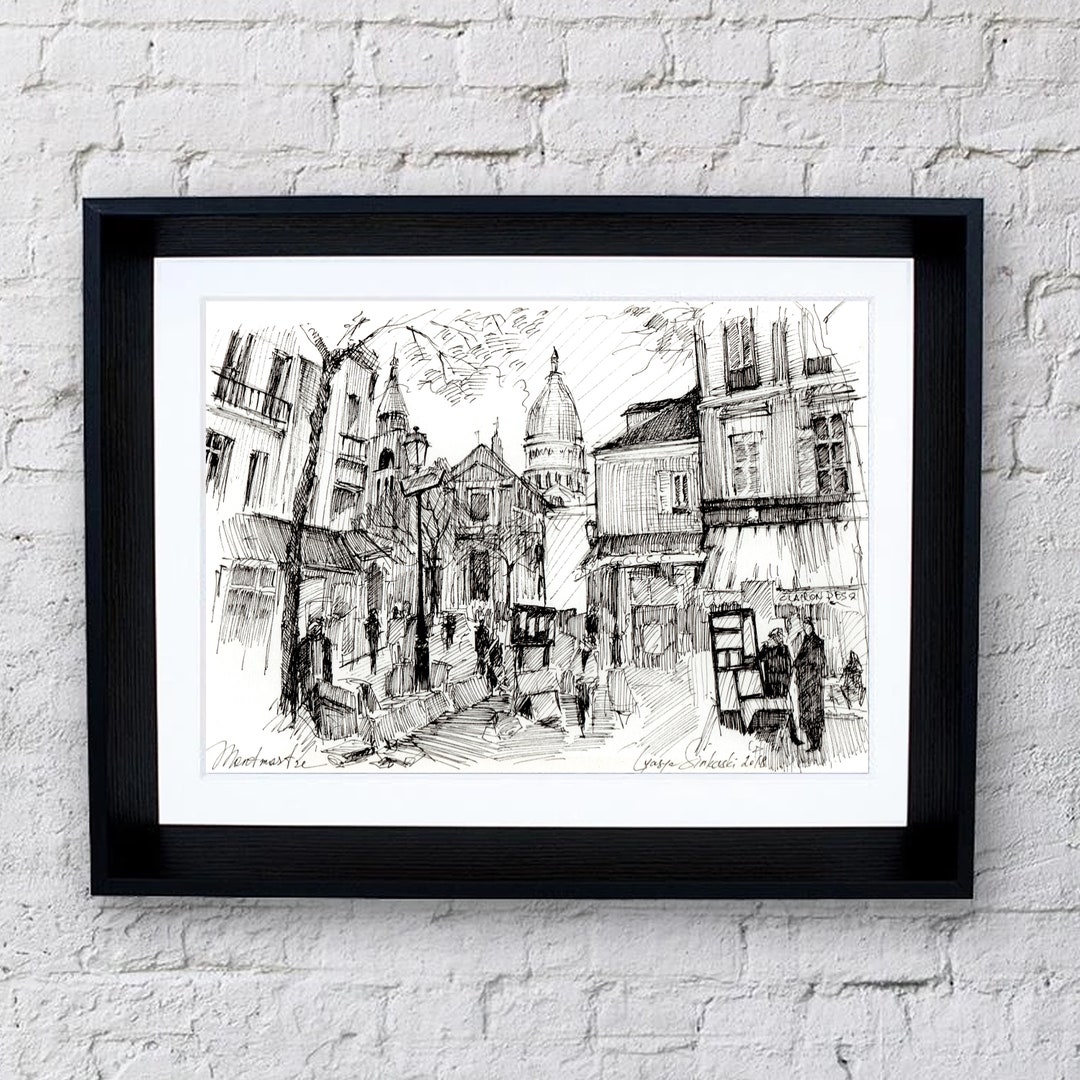 Directly From the Artist: Ink Drawing Montmartre Paris Fine Art Print ...