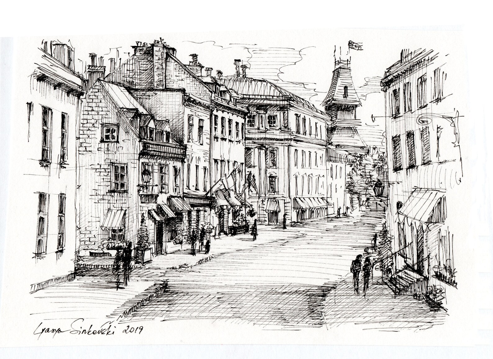 Directly From the Artist: Quebec City Ink Drawing Architecture - Etsy